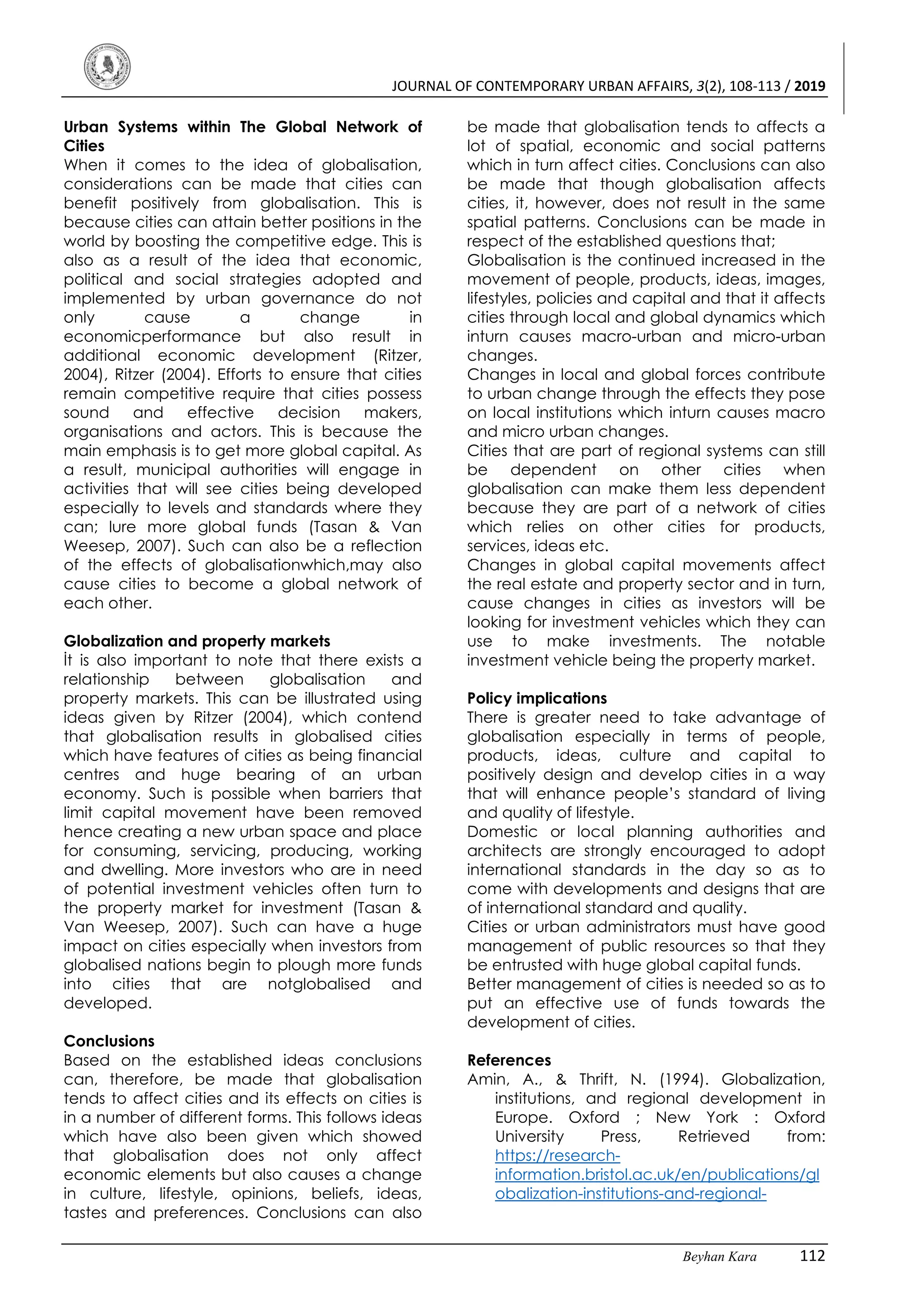 The Impact of Globalization on Cities | PDF