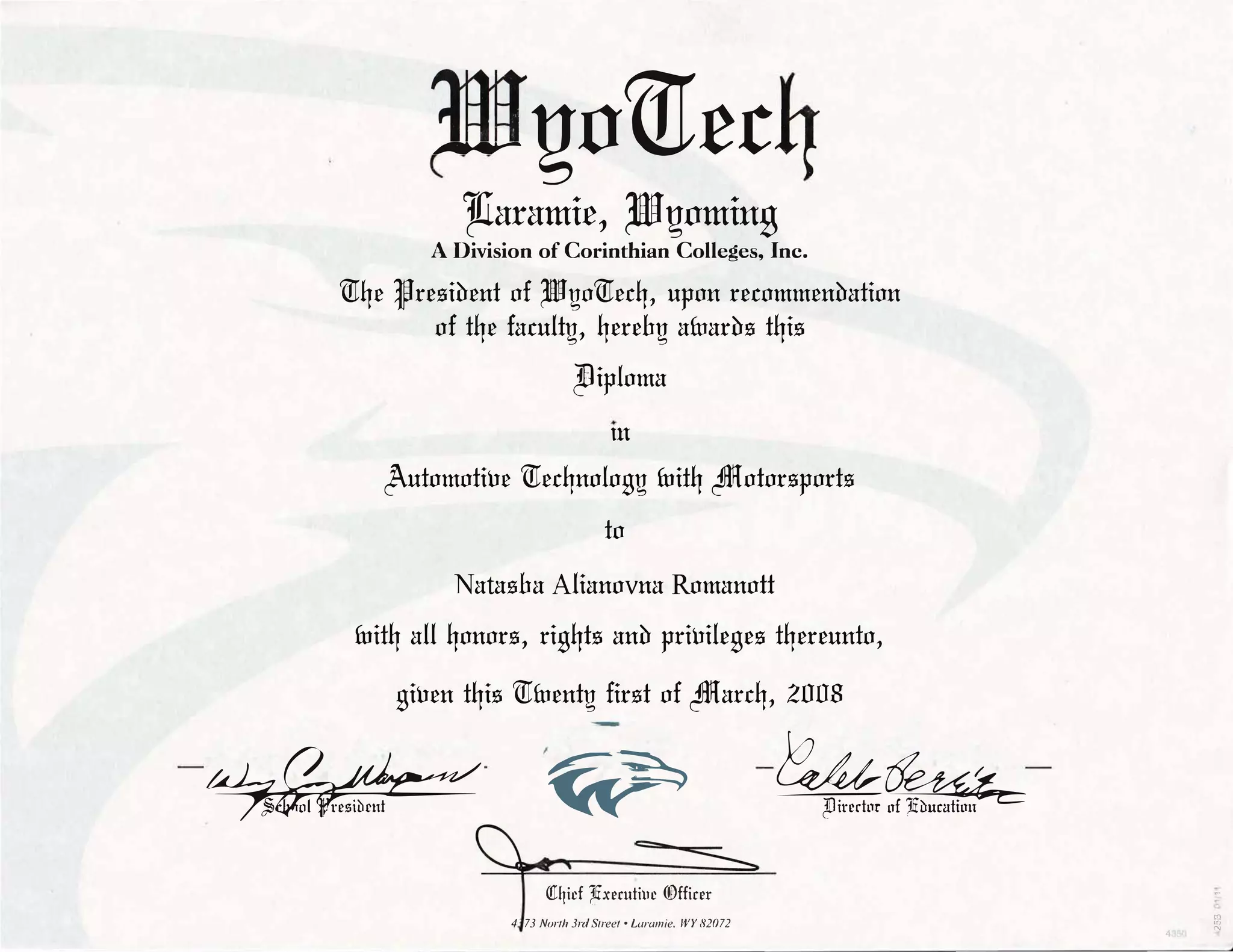 Wyotech Diploma | PDF