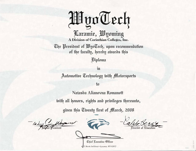 Wyotech Diploma | PDF