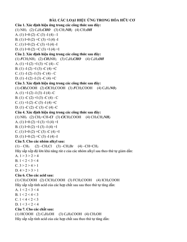 13 BÀI TẬP HÓA HỮU CƠ - ĐẠI HỌC Y ĐA KHOA (CHUYÊN NGÀNH Y DƯỢC) | PDF