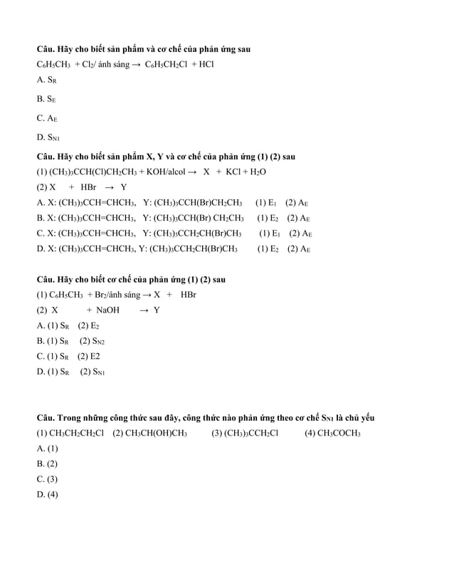 13 BÀI TẬP HÓA HỮU CƠ - ĐẠI HỌC Y ĐA KHOA (CHUYÊN NGÀNH Y DƯỢC) | PDF