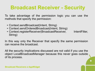 Android App Development - 13 Broadcast receivers and app widgets | PPT