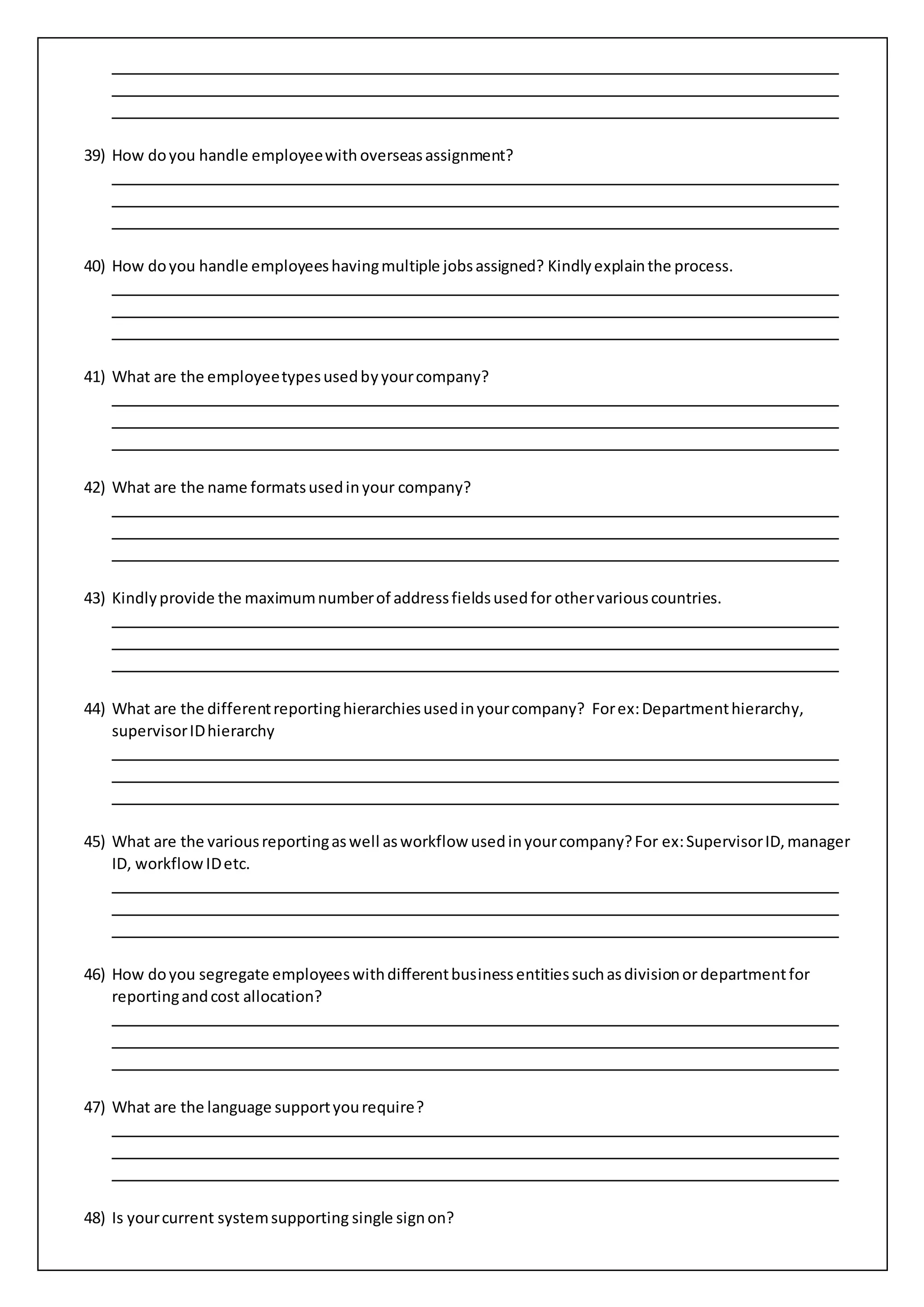 HR questionnaire | DOCX | Human Resources | Business