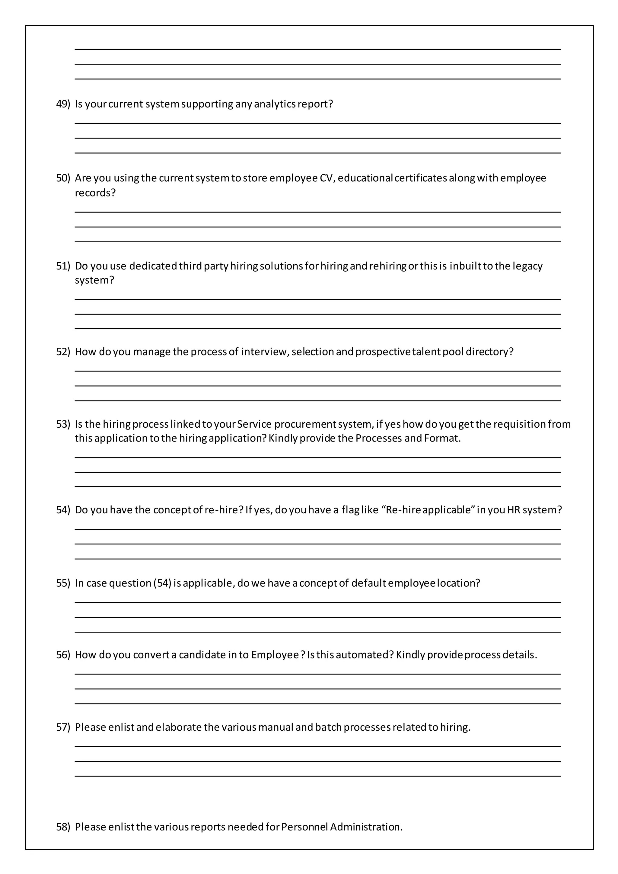 HR questionnaire | DOCX | Human Resources | Business