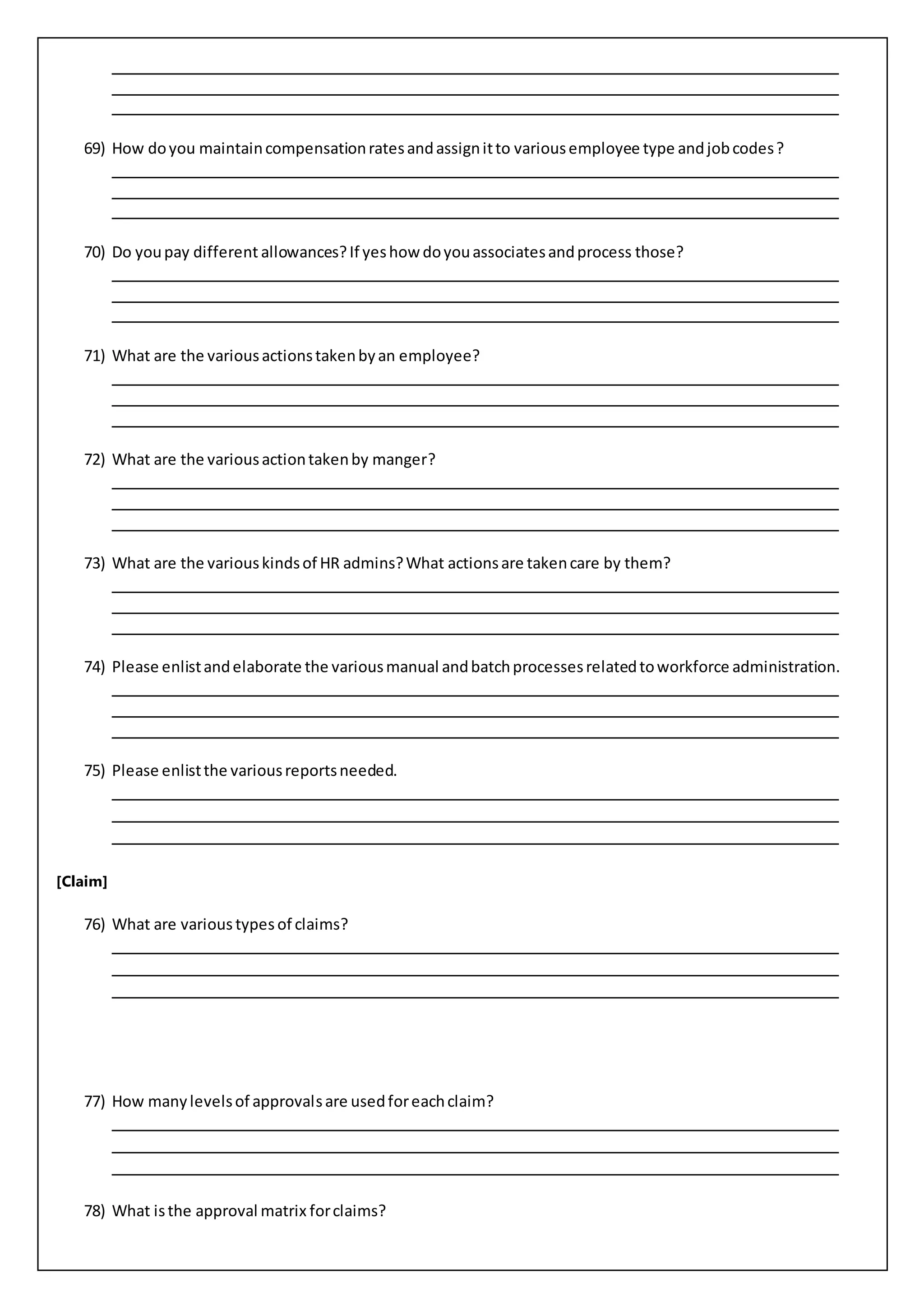 HR questionnaire | DOCX | Human Resources | Business