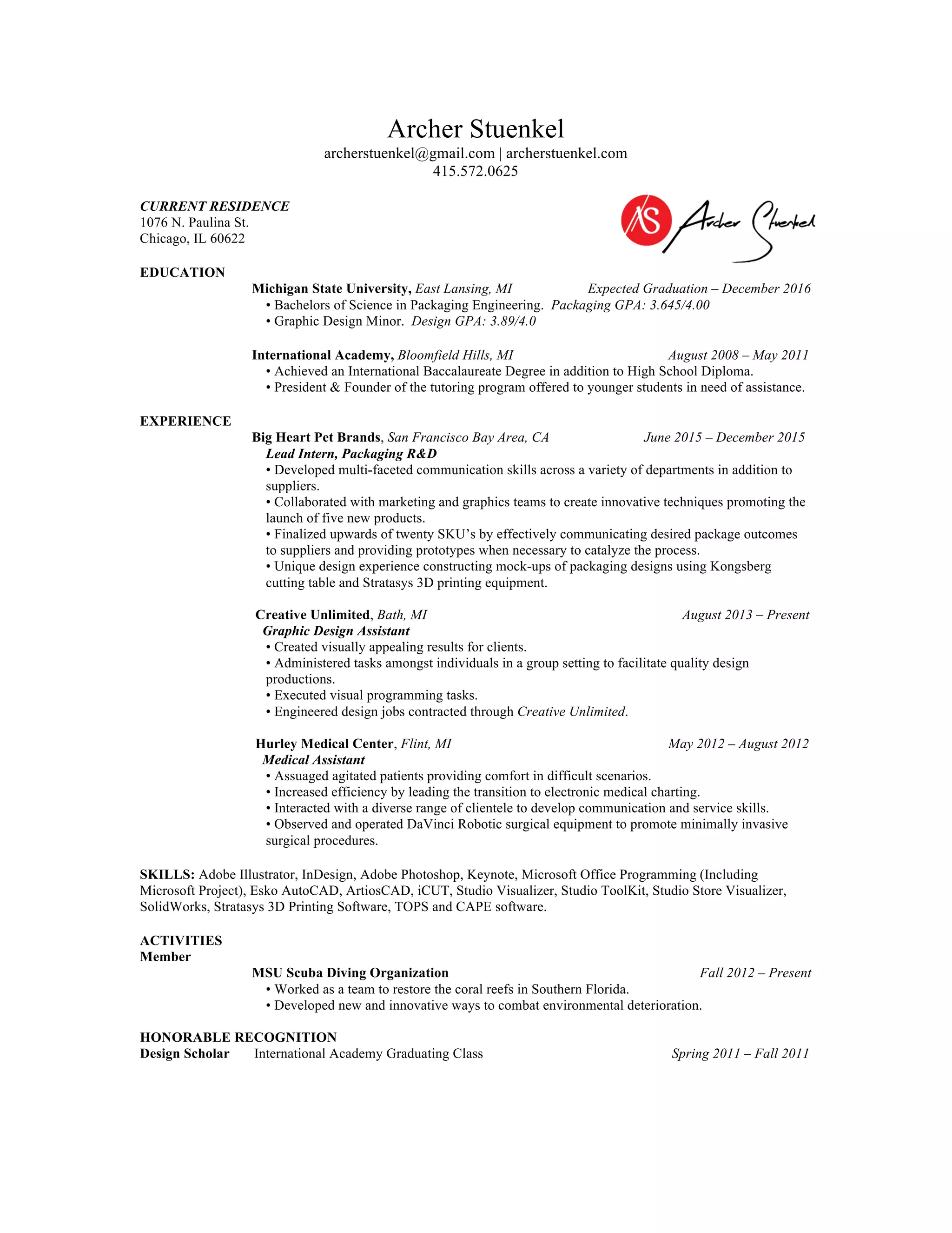 Archer Stuenkel Resume 2016 | PDF | Business | Business and Finance