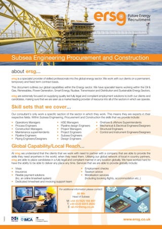 ERSG Subsea EPC - Fact Sheet | PDF