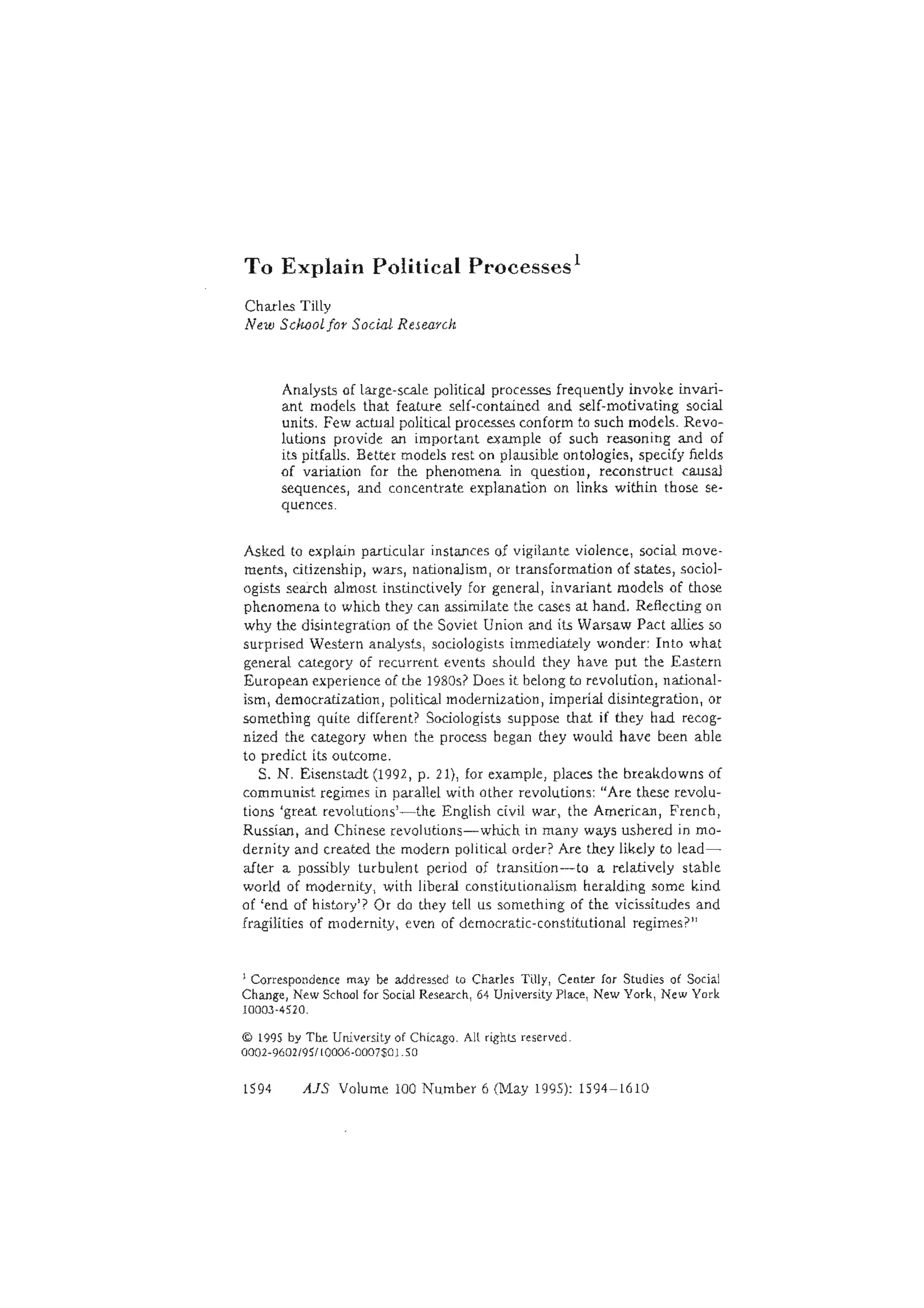 13 charles tilly to explain political process | PDF