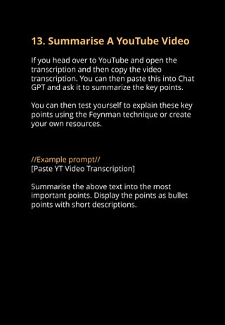 13 ChatGPT Prompts For Studying | PDF