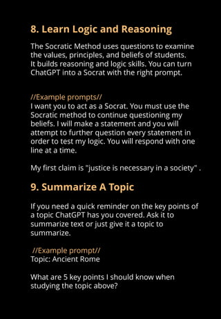 13 ChatGPT Prompts For Studying | PDF