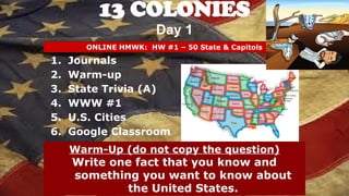 Thirteen Colonies: DAY 1 Powerpoint - Perfect for first day | PPTX ...