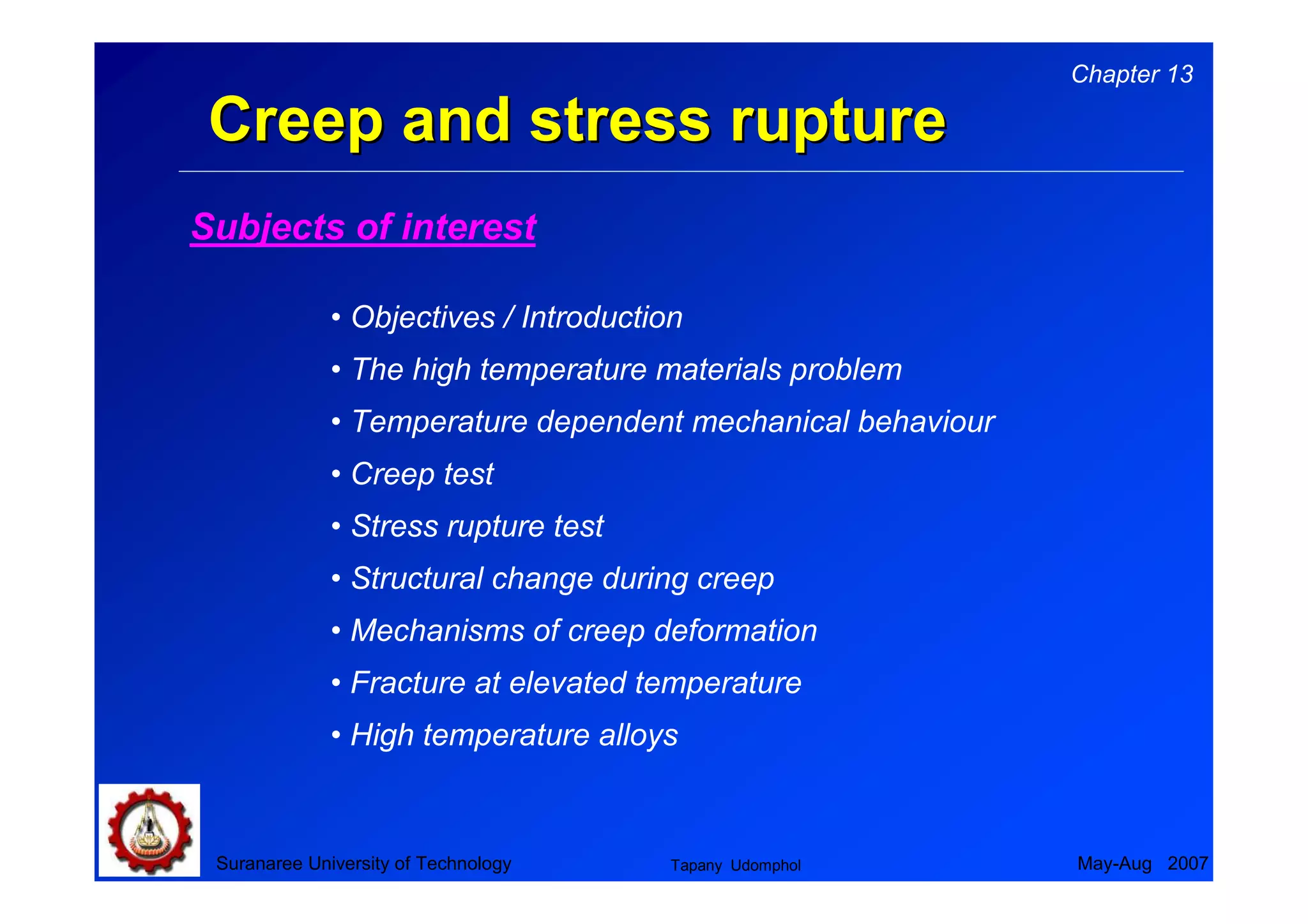 Fracture Mechanics & Failure Analysis: creep and stress rupture | PDF