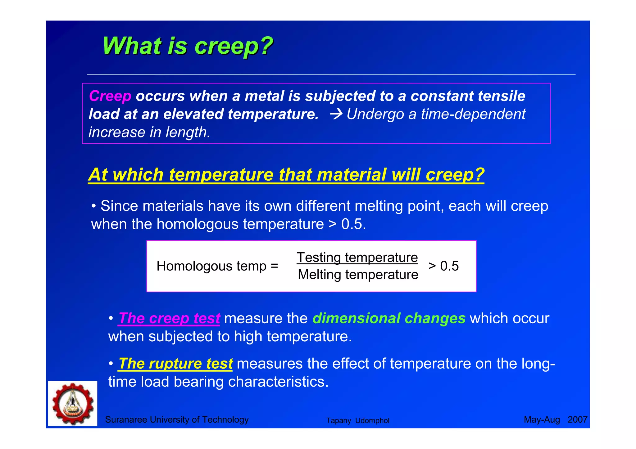 Fracture Mechanics & Failure Analysis: creep and stress rupture | PDF