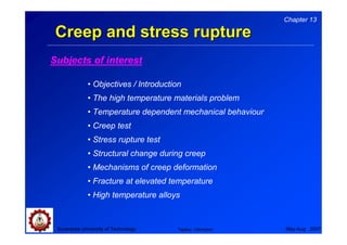 Fracture Mechanics & Failure Analysis: creep and stress rupture | PDF