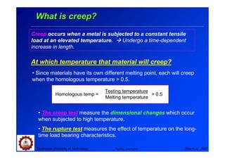 Fracture Mechanics & Failure Analysis: creep and stress rupture | PDF