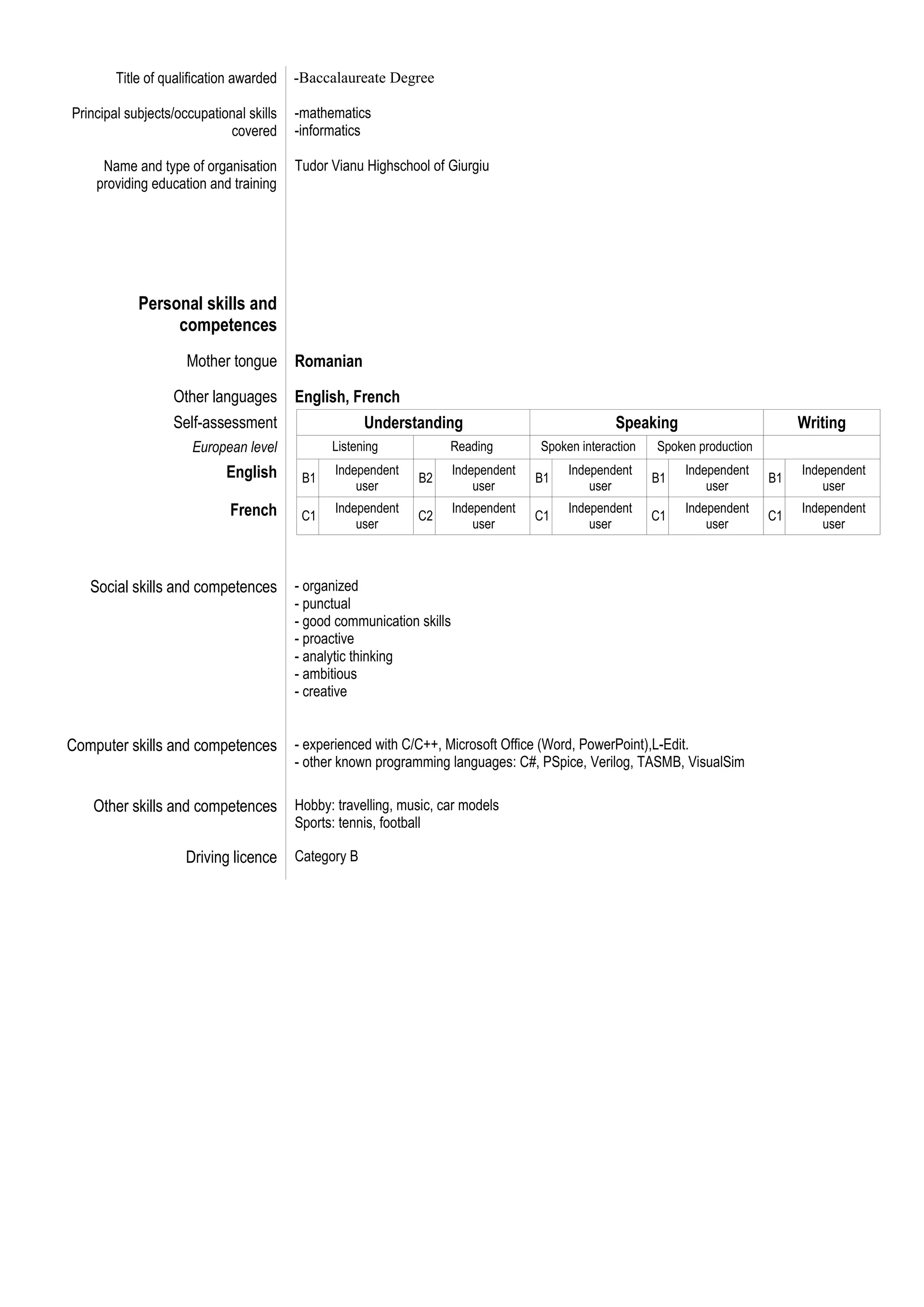 Preda Marius CV EN | PDF