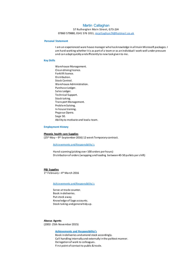 mc cv 2 | DOCX | Business | Business and Finance