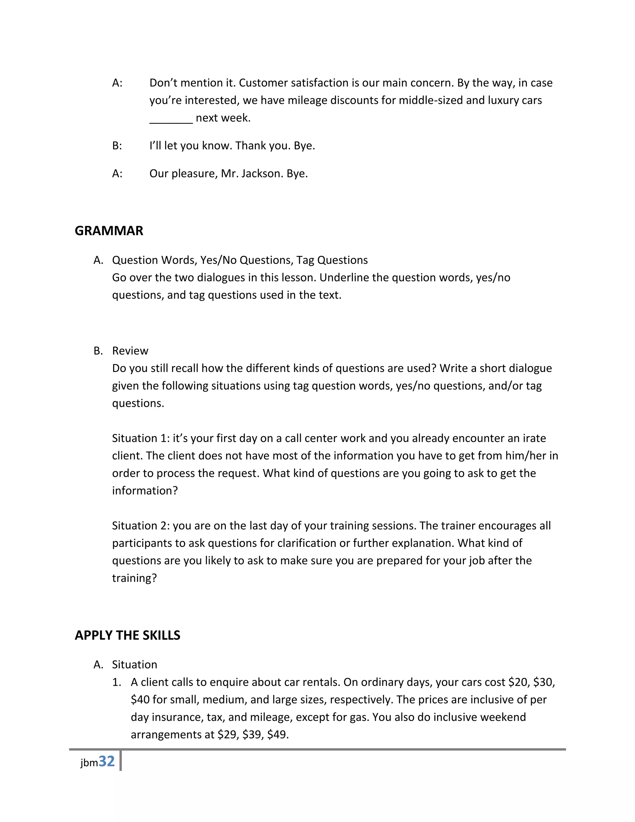 13 days call center training module | PDF