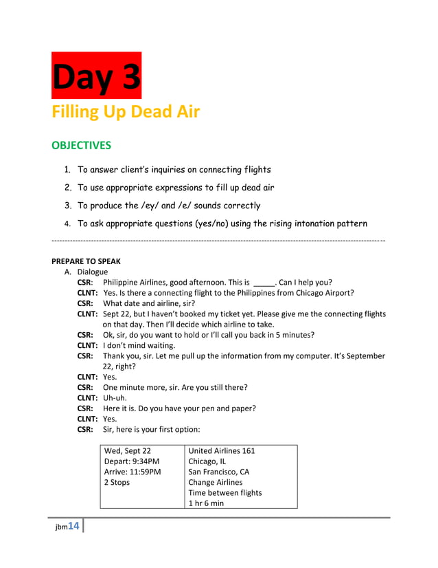 13 days call center training module | PDF | Air Travel | Travel Type