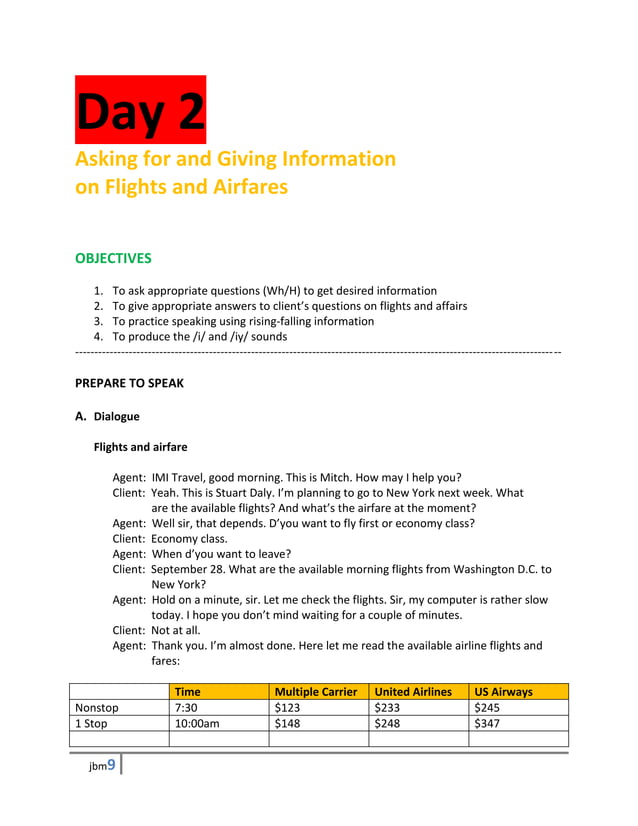 13 days call center training module | PDF | Air Travel | Travel Type