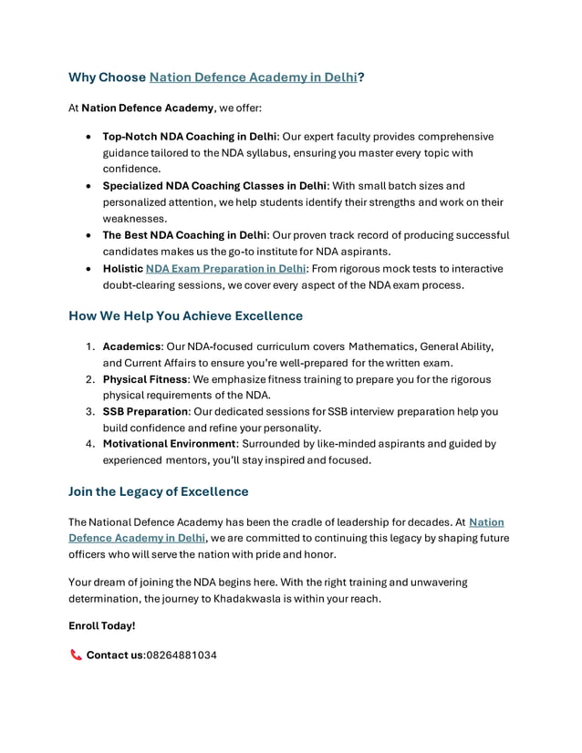 The Evolution of NDA: A History of Excellence in Defence Training | PDF