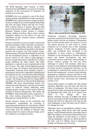 Disaster Risks Associated with the State of Rajasthan | PDF