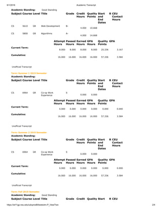 Academic Transcript | PDF