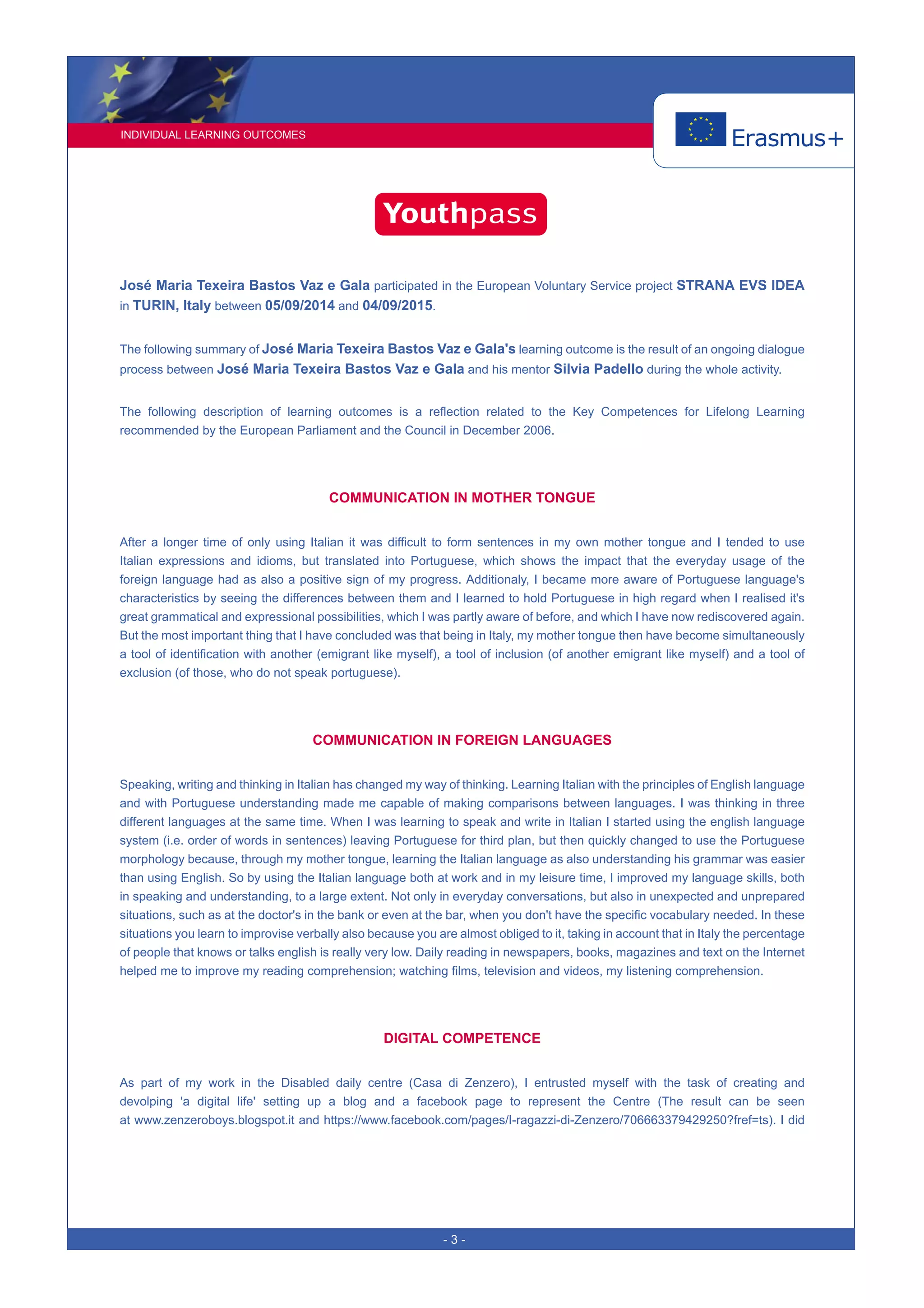 Youthpass Certificate (EVS) | PDF