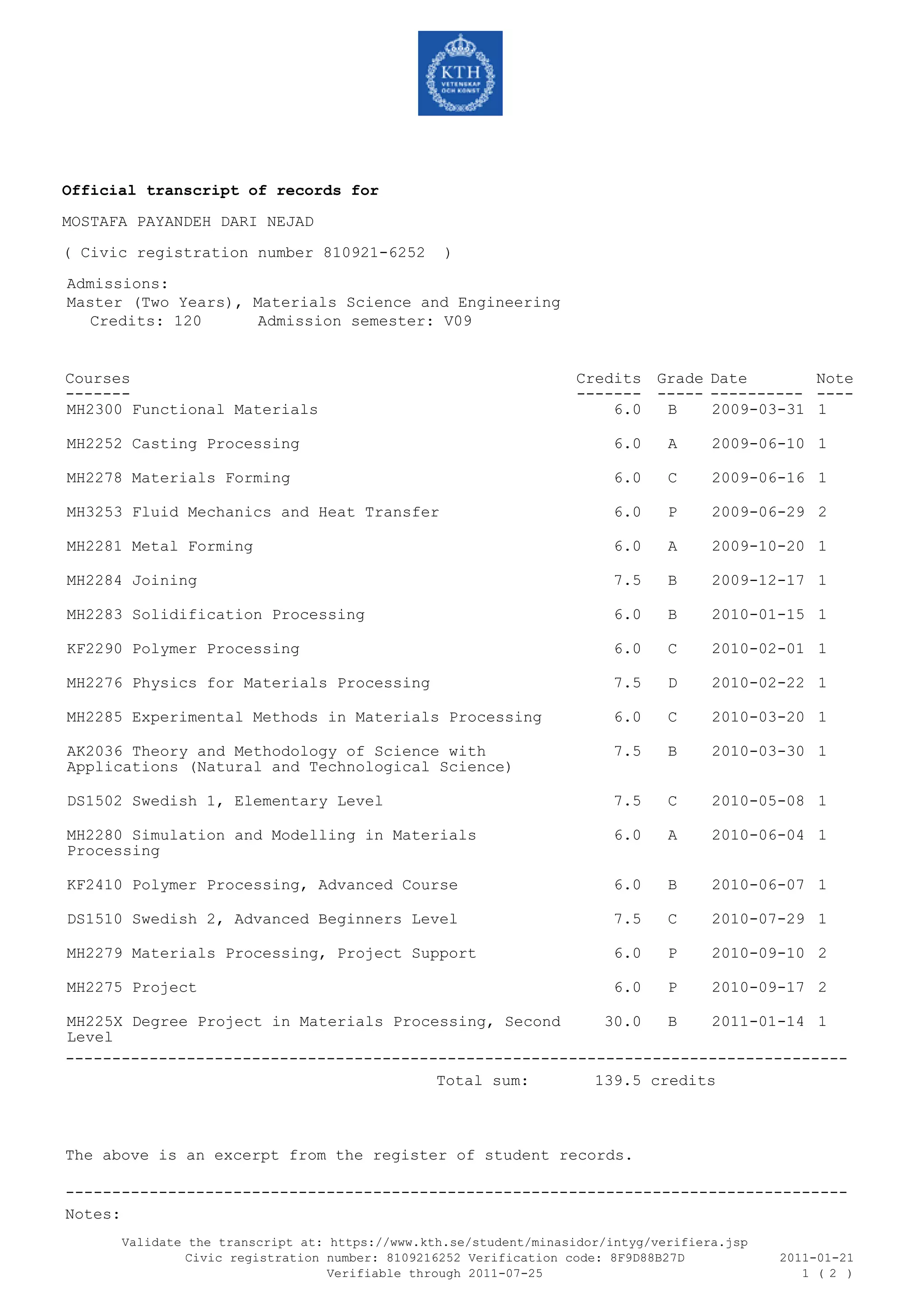 2_Master Transcript | PDF | Physics | Science