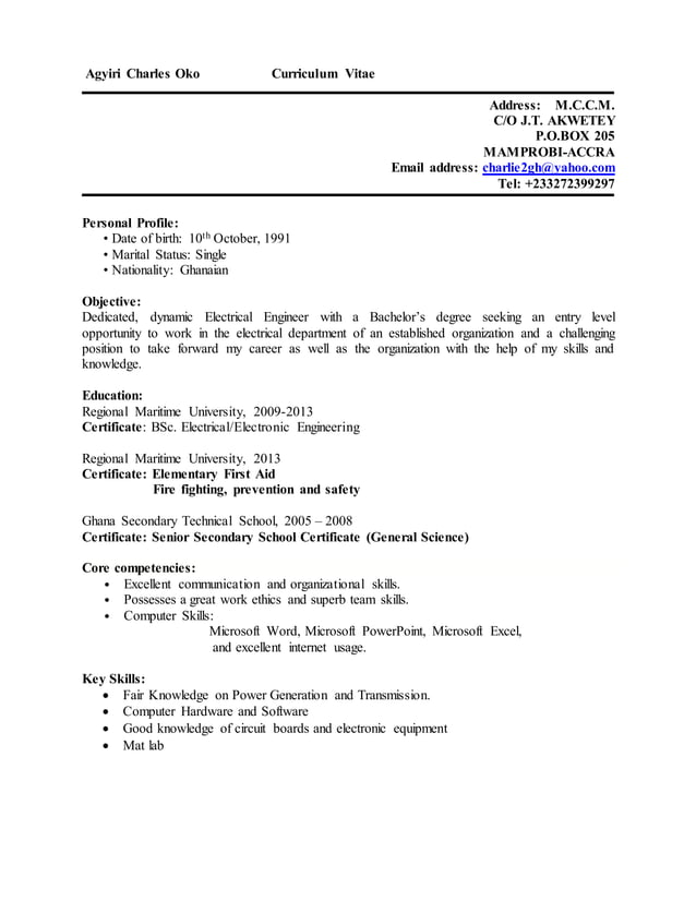 Charles Oko Agyiri CV | PDF