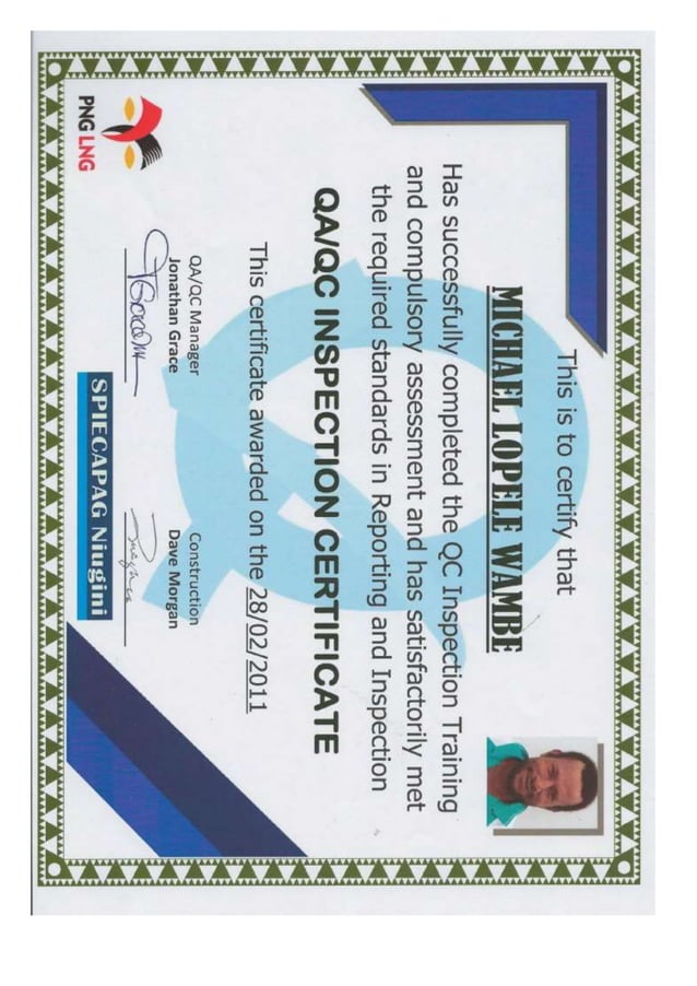 QAQC Inspector Certificate | PDF