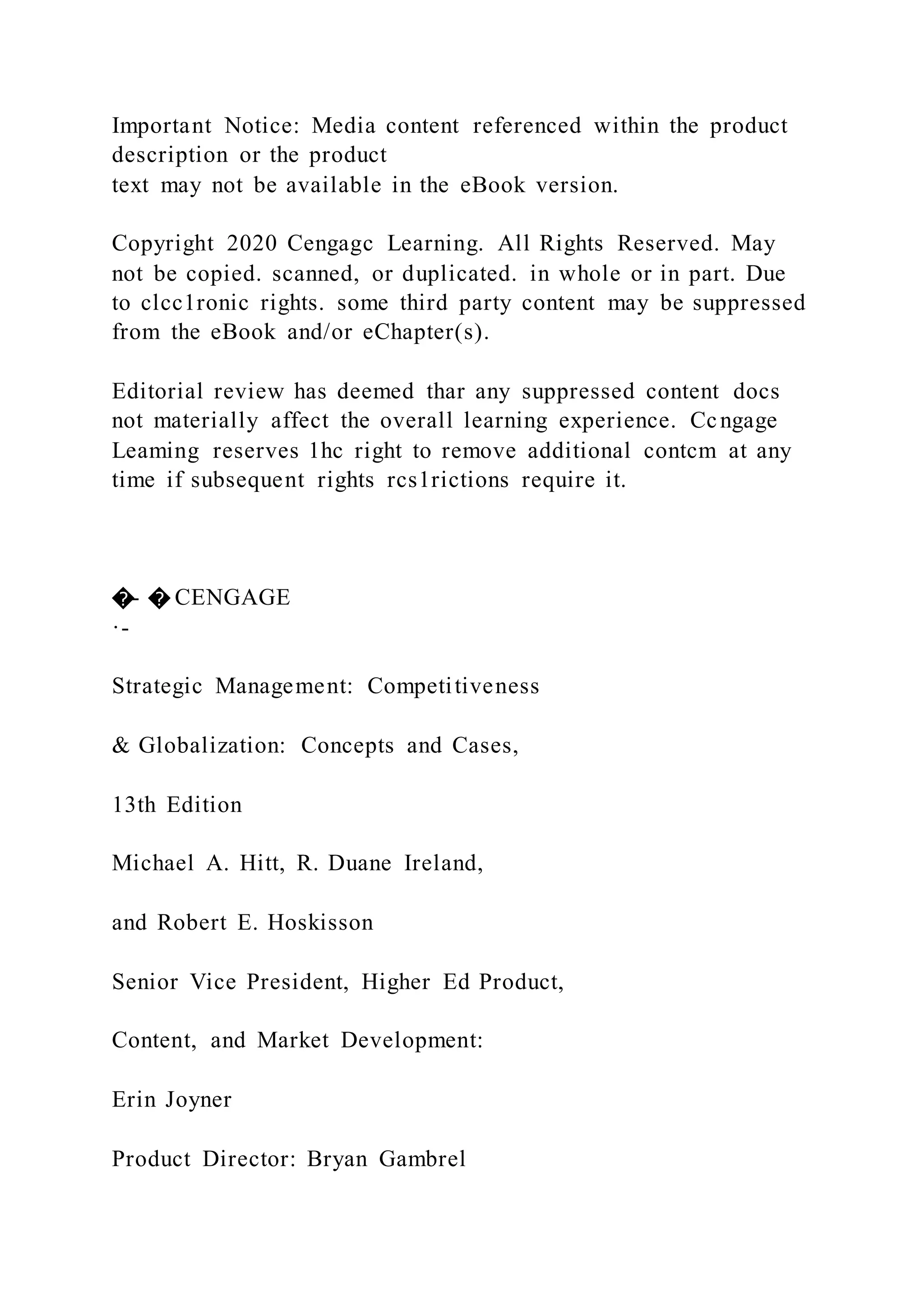 13e STRATEGIC MANAGEMENT Competitiveness & Globalization | DOCX