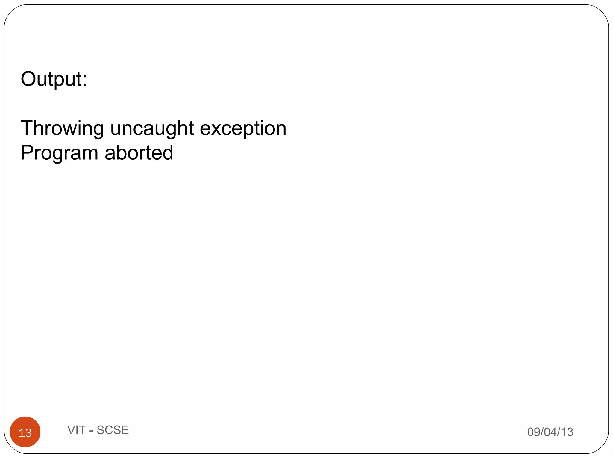 13 exception handling | PPT | Programming Languages | Computing