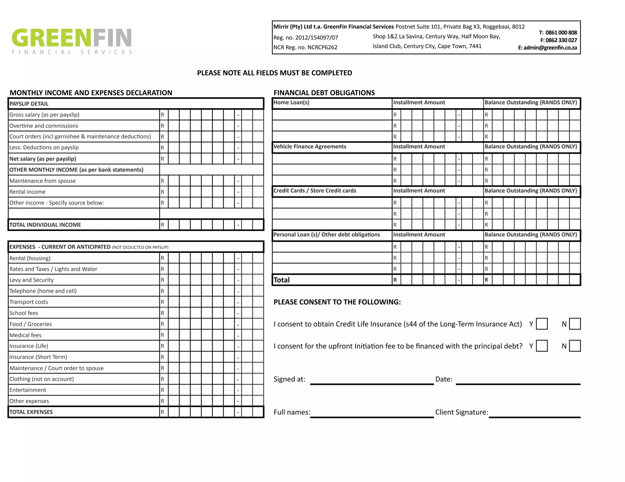 GreenFin Application Forms | PDF