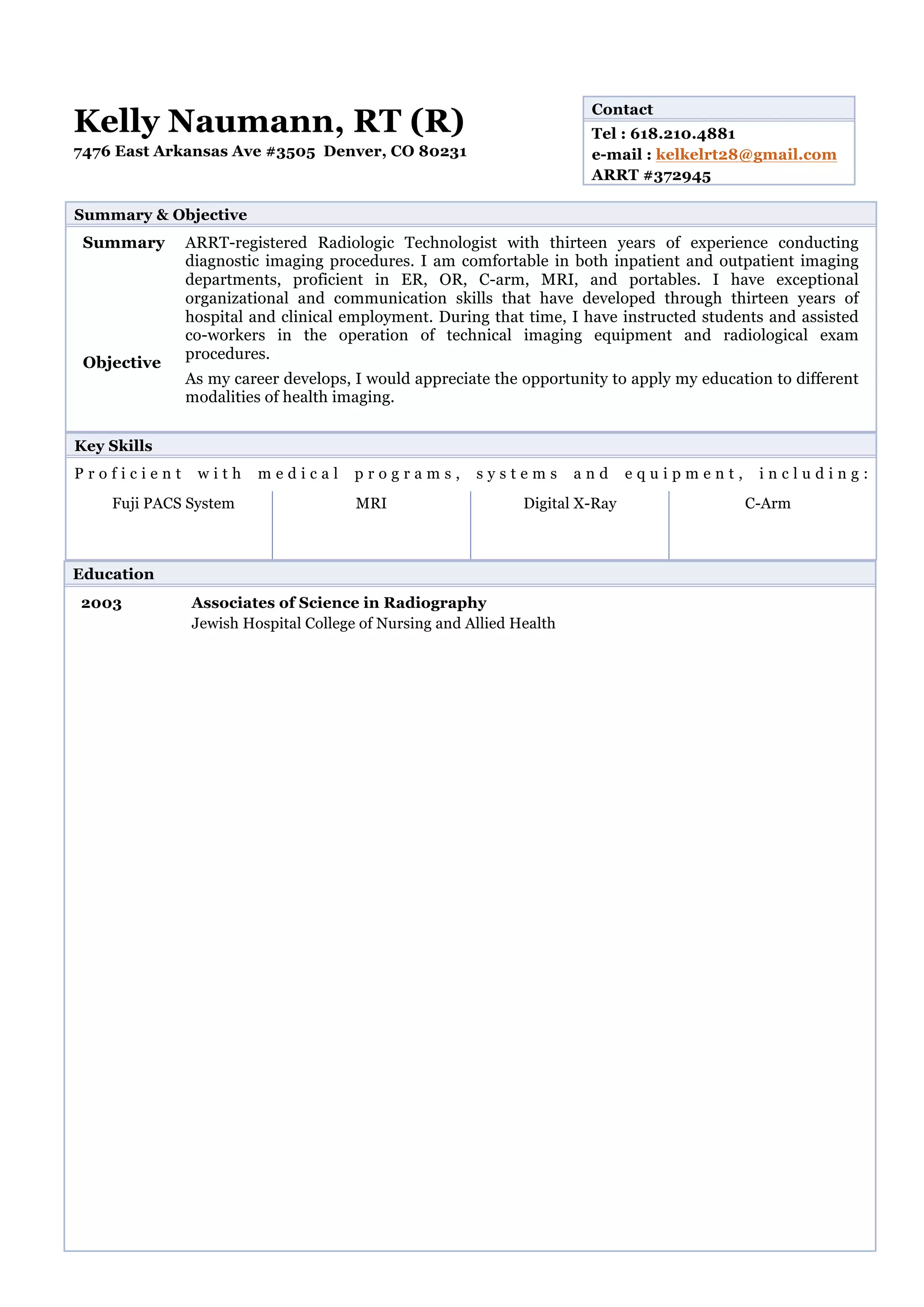 Kelly J Naumann RTR | PDF