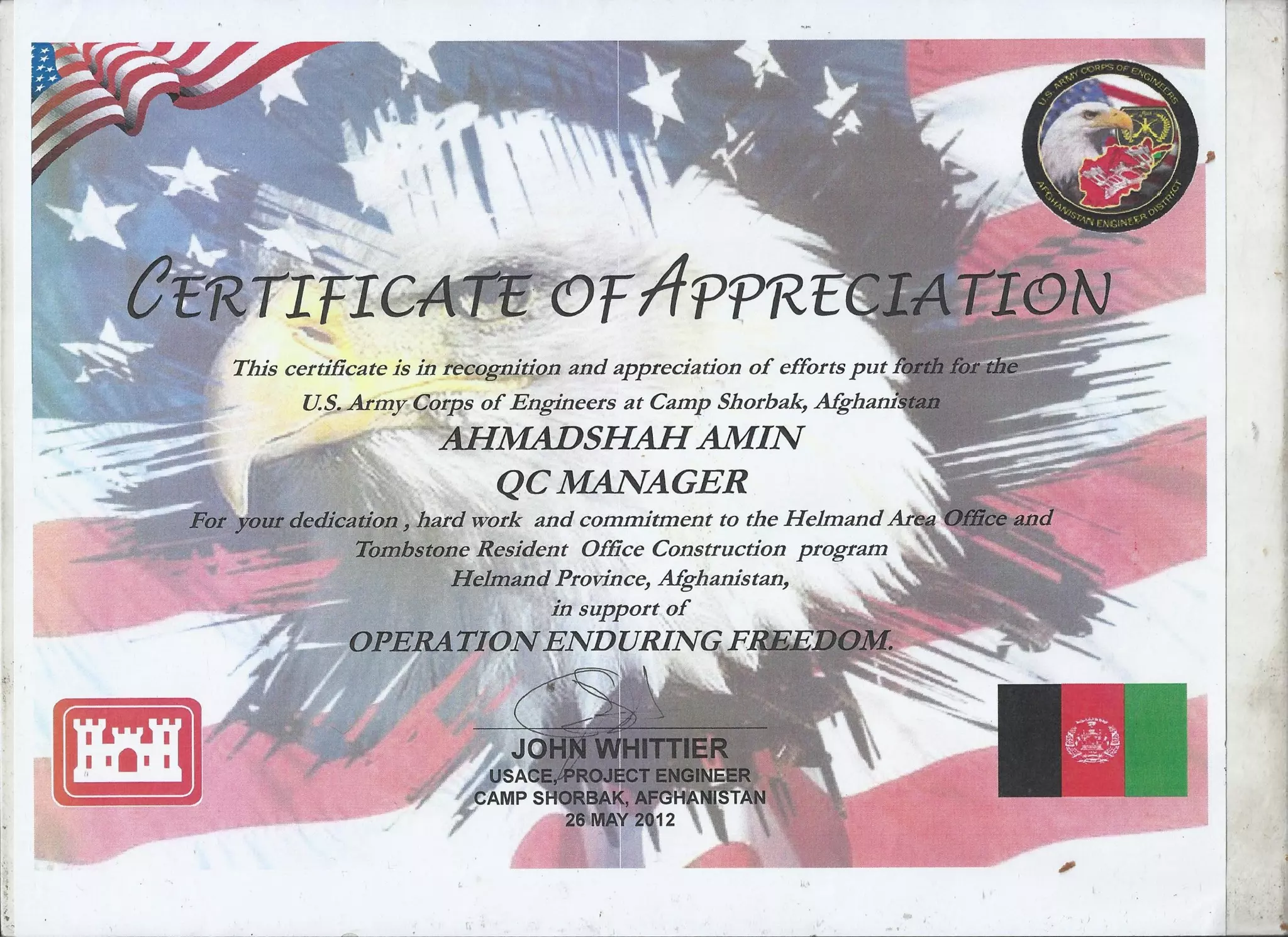 CERTIFICATE OF TASK#0003 Helmand | PDF