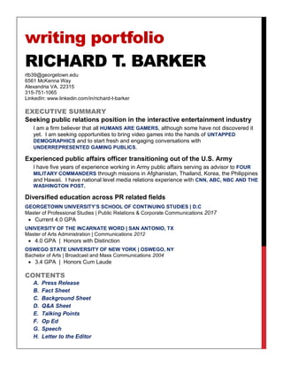 PR Writing Portfolio | PDF