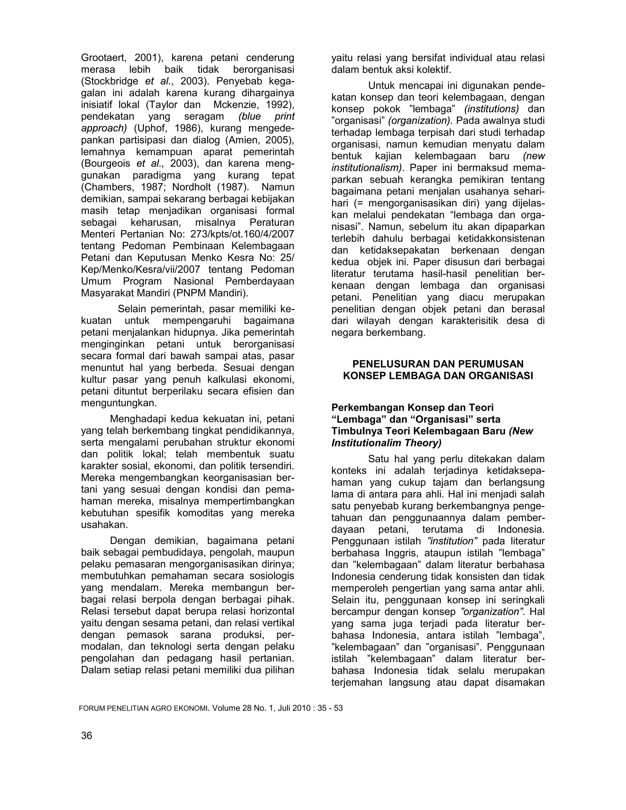 Lembaga dan Organisasi Petani | PDF