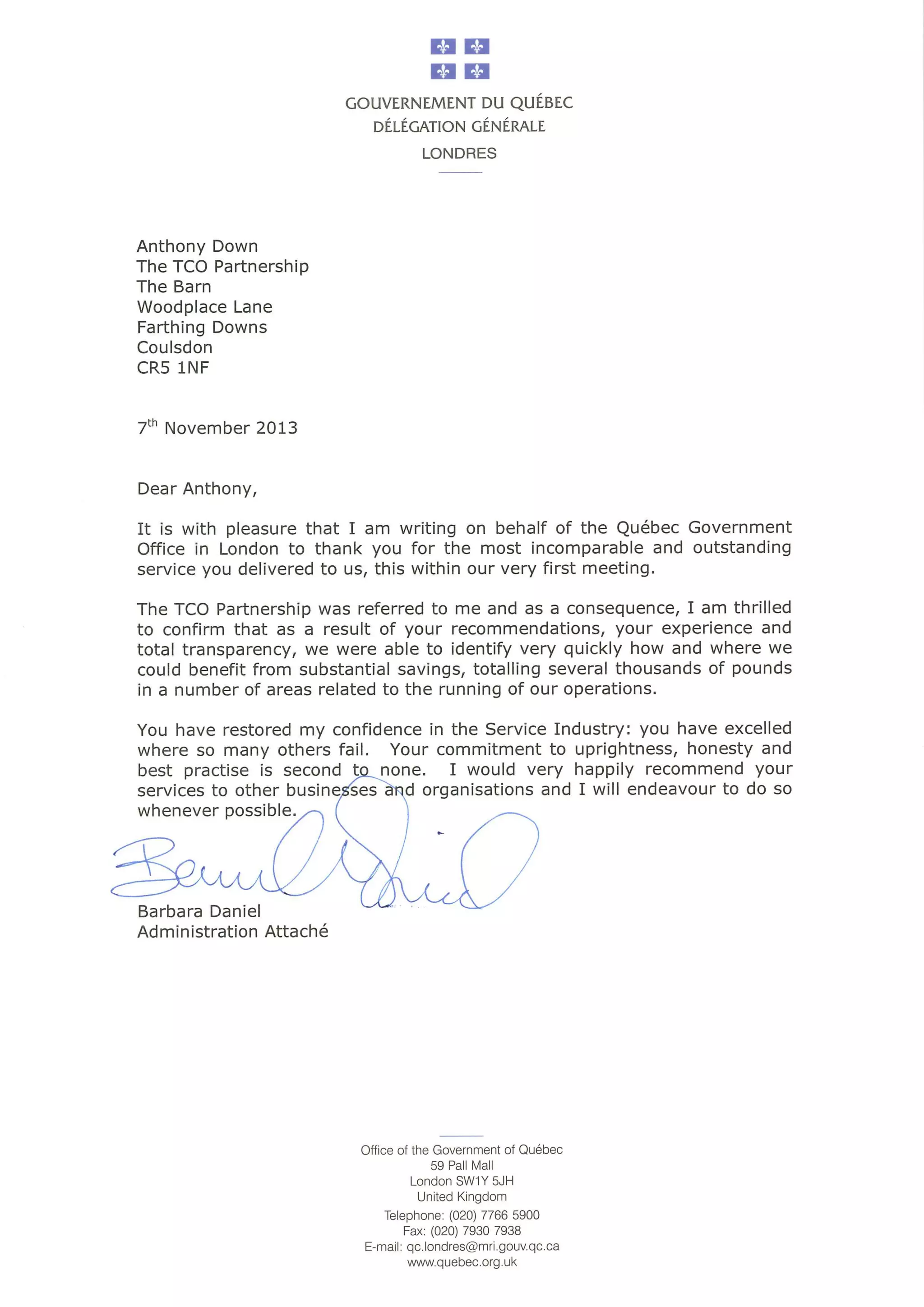 QHC letter of reference. | PDF