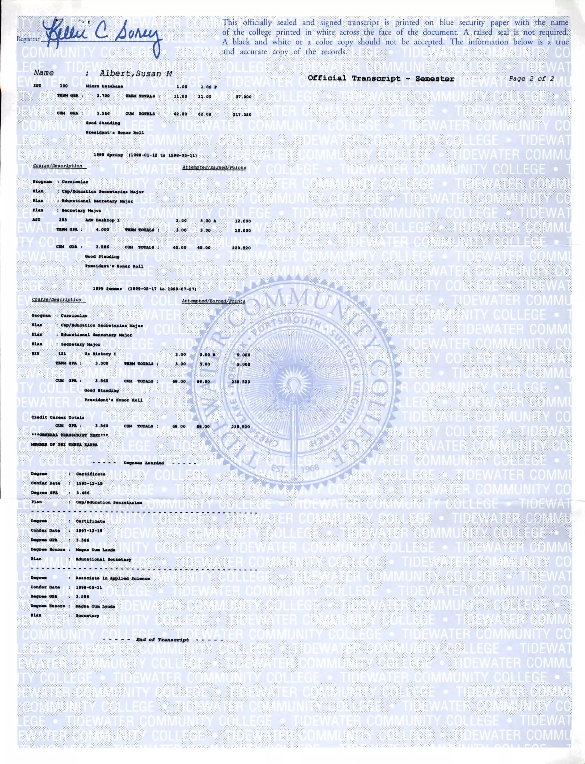TCC Transcripts | PDF