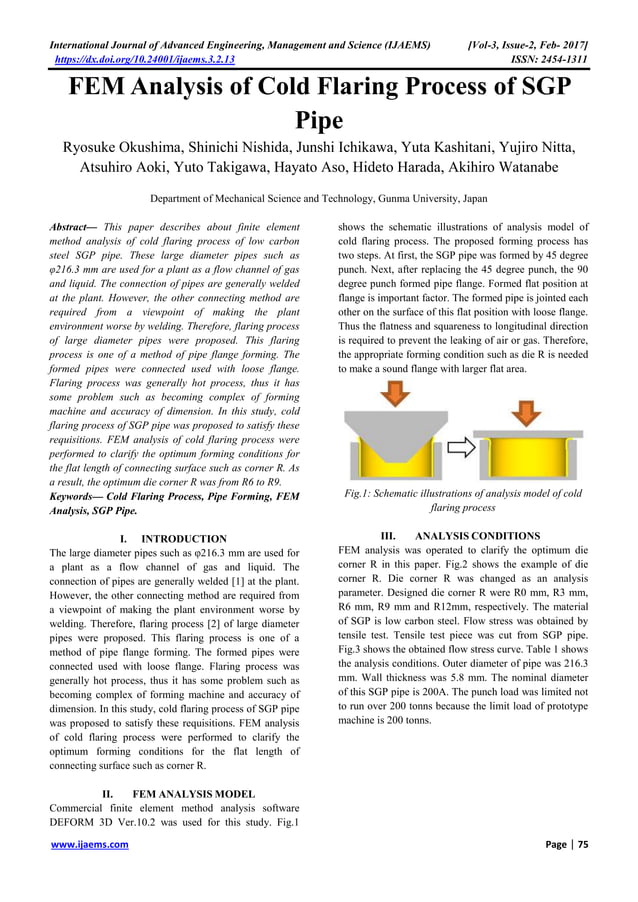 fem analysis of cold flaring process of sgp pipe | PDF