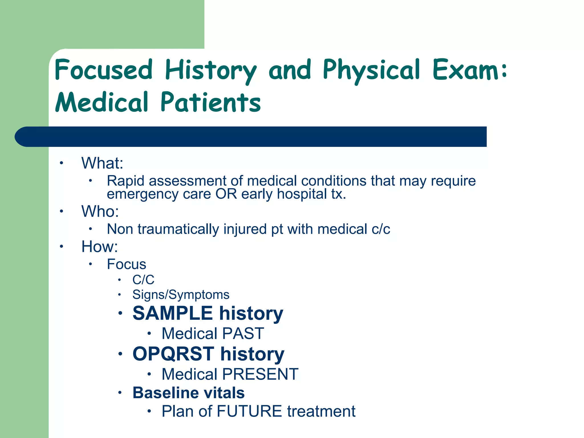 13)Focused History And Physical Exam Medical | PPT