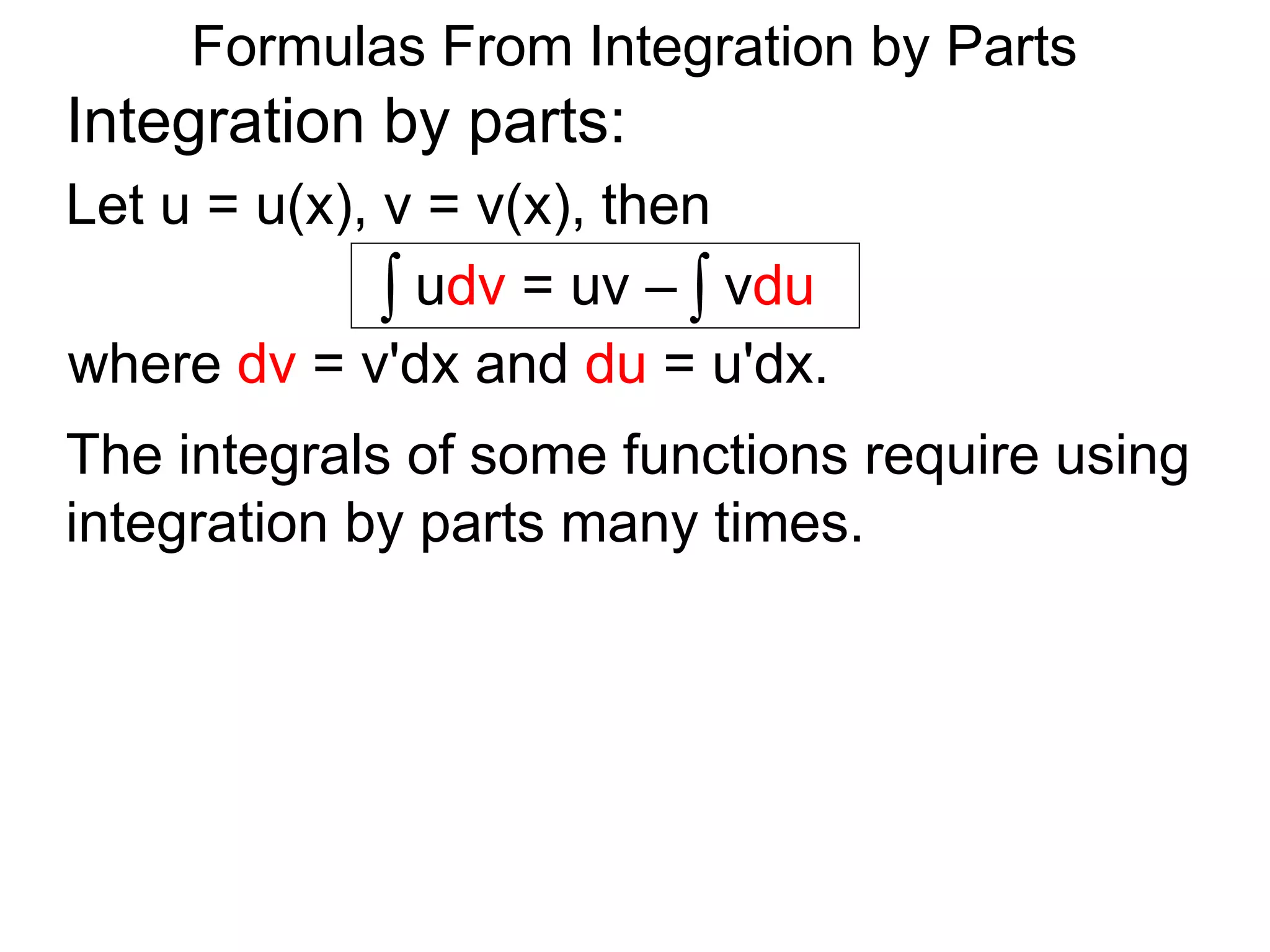 14 formulas from integration by parts x | PPTX