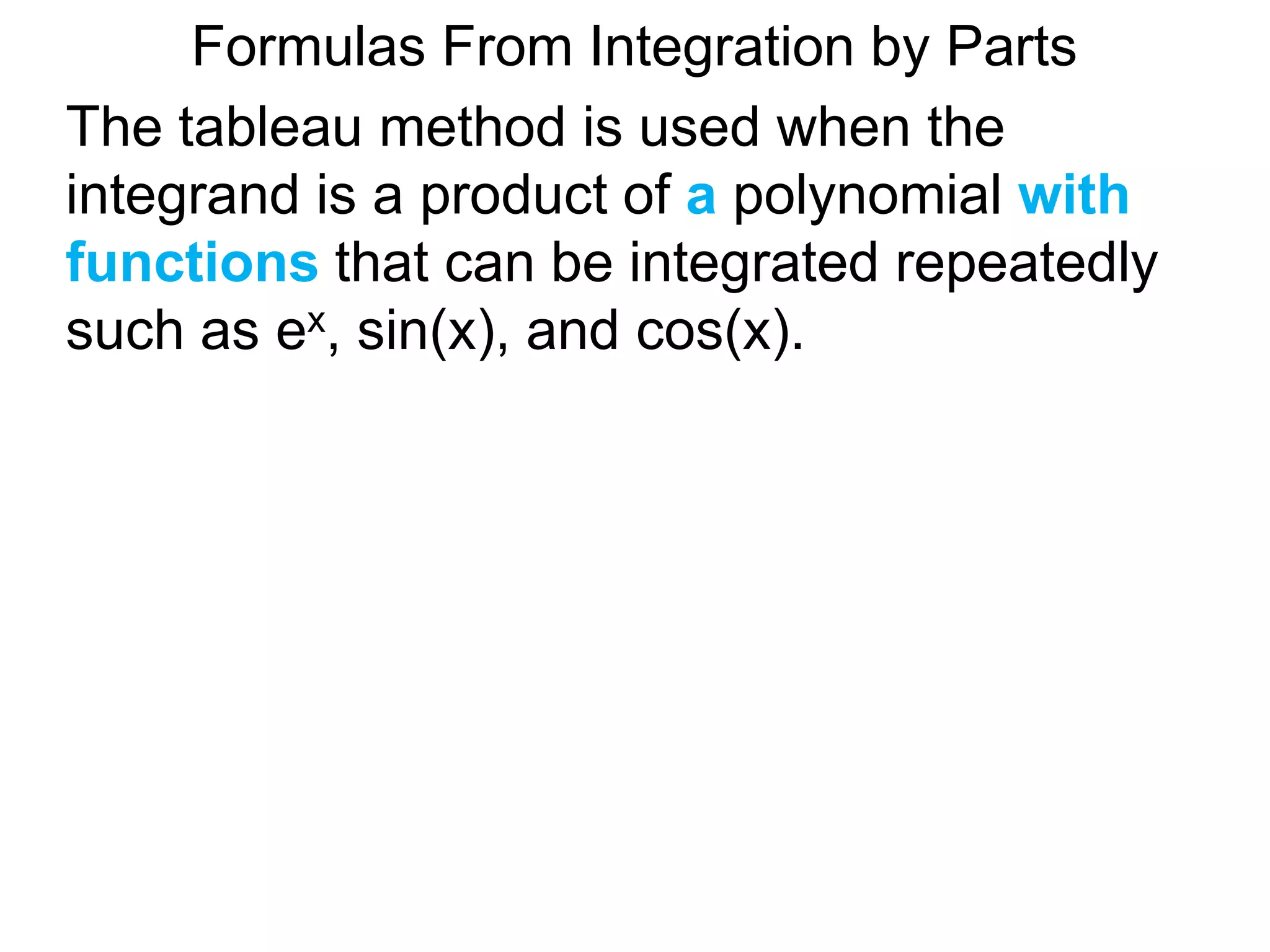 14 formulas from integration by parts x | PPT