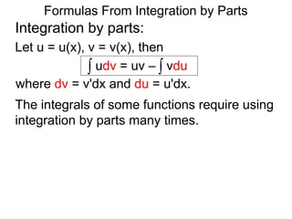 14 formulas from integration by parts x | PPTX