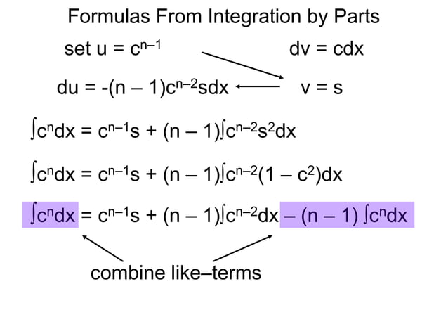 14 formulas from integration by parts x | PPT
