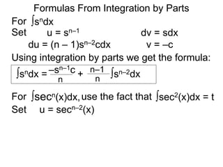 14 formulas from integration by parts x | PPTX