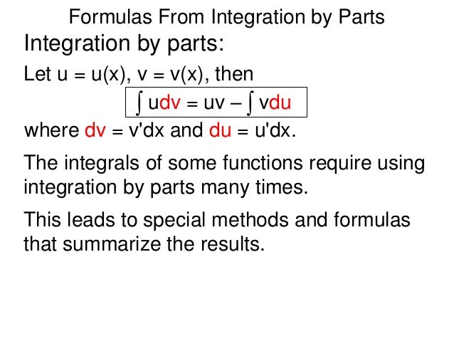 14 formulas from integration by parts x