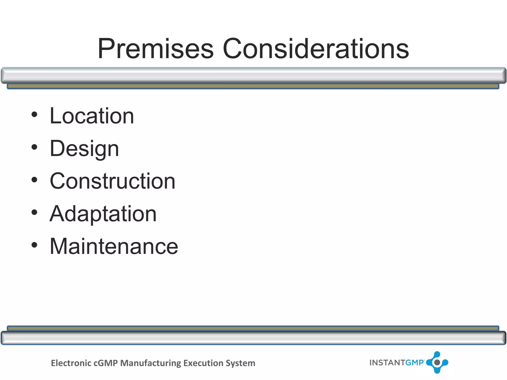 InstantGMP Compliance Series - Facility Design | PPT InstantGMP Compliance Series - Facility Design | PPT