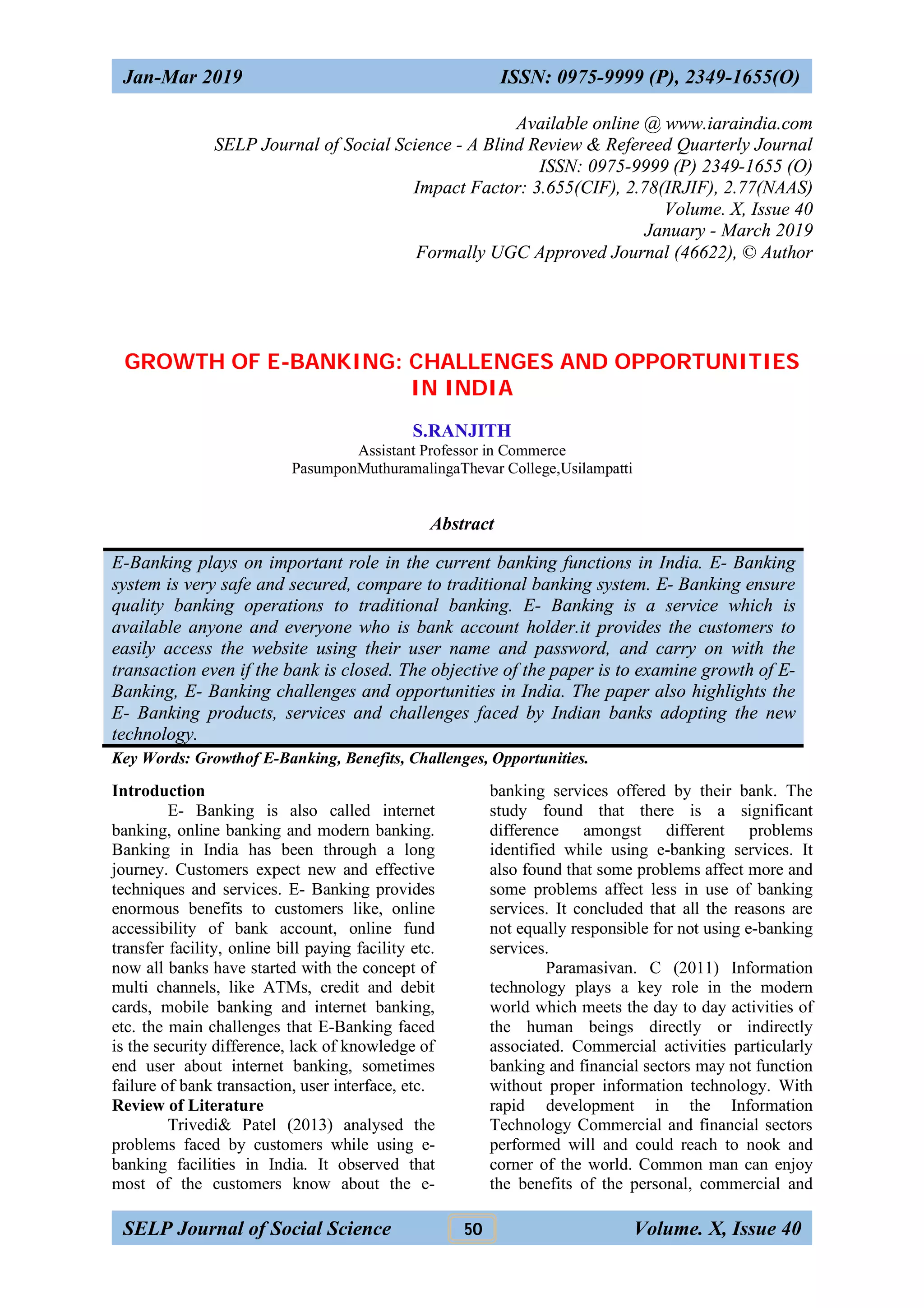 13 growth of e banking challenges and opportunities in india | PDF